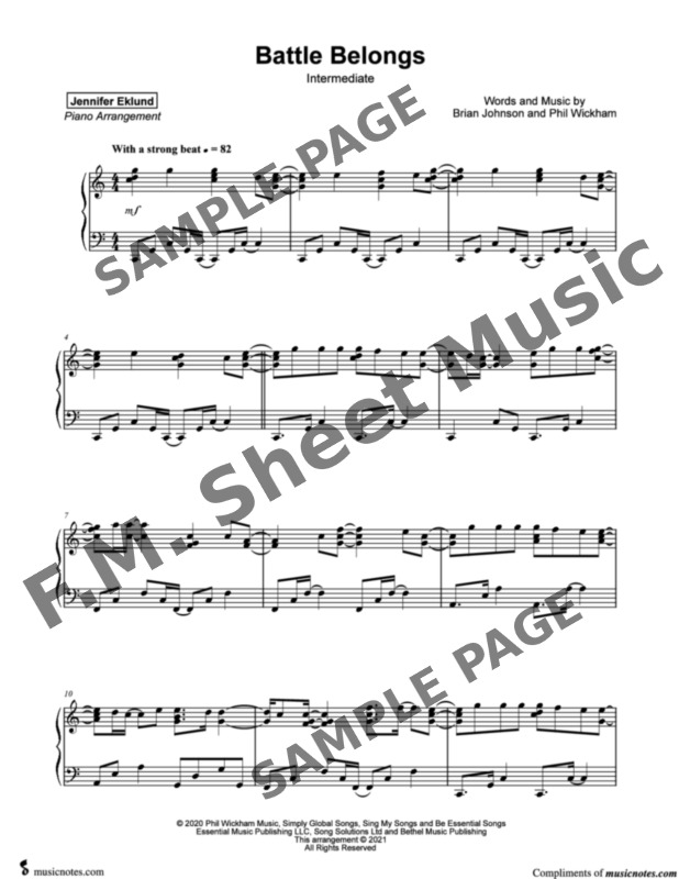 Battle Belongs (Intermediate Piano) By Phil Wickham - F.M. Sheet Music - Pop Arrangements by ...